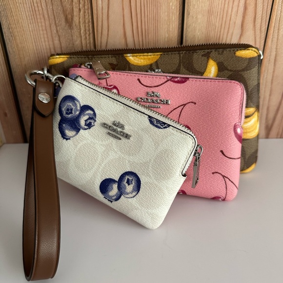 Coach | Bags | Coach Corner Zip Trio In Signature Canvas With Fruit ...